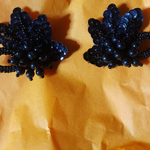 Hand Crafted | Other | Vintage Black Sequinedbeaded 2d Shoe Clipsegplc ...